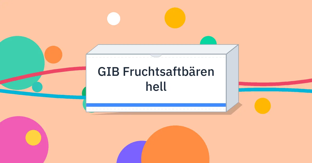 Symbolbild: Packung mit der Aufschrift GIB Fruchtsaftbären hell (PZN 18467951) – Verfügbarkeit und Bezug in Apotheken in Frankfurt am Main