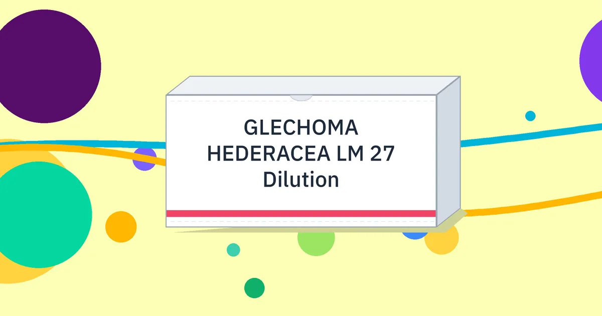 Symbolbild: Packung mit der Aufschrift GLECHOMA HEDERACEA LM 27 Dilution (PZN 13543469) – Verfügbarkeit und Bezug in Apotheken in Frankfurt am Main
