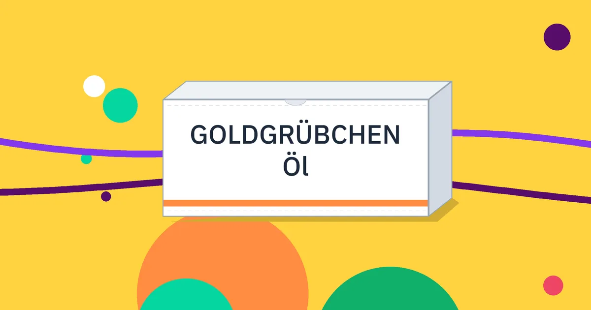 Symbolbild: Packung mit der Aufschrift GOLDGRÜBCHEN Öl (PZN 18437909) – Verfügbarkeit und Bezug in Apotheken in Frankfurt am Main