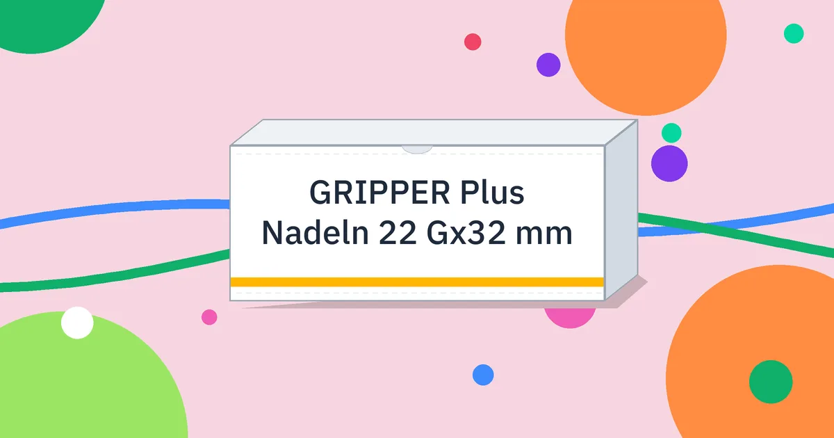 Symbolbild: Packung mit der Aufschrift GRIPPER Plus Nadeln 22 Gx32 mm (PZN 01134984) – Verfügbarkeit und Bezug in Apotheken in Frankfurt am Main