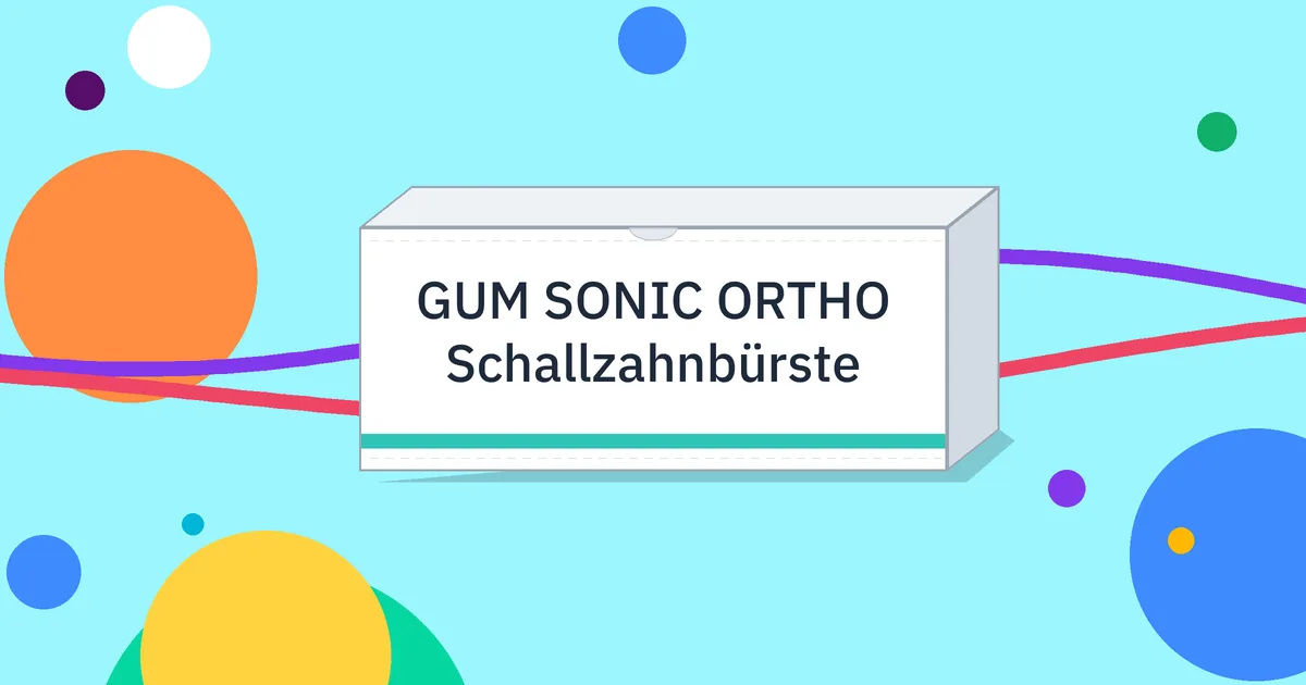 Symbolbild: Packung mit der Aufschrift GUM SONIC ORTHO Schallzahnbürste (PZN 19436415) – Verfügbarkeit und Bezug in Apotheken in Frankfurt am Main