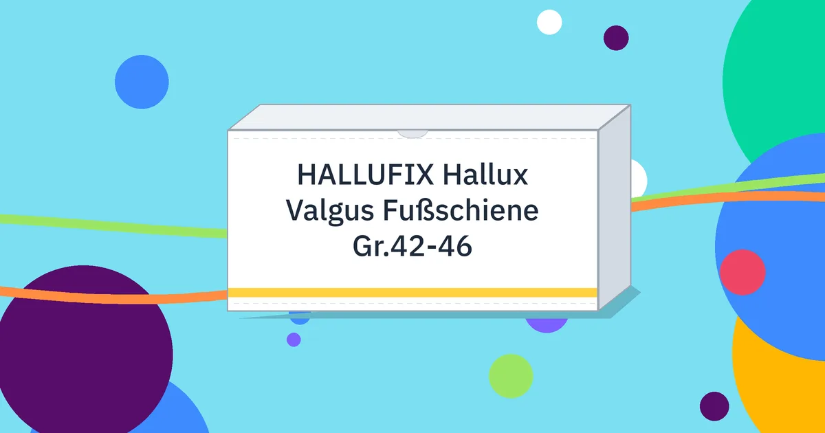 Symbolbild: Packung mit der Aufschrift HALLUFIX Hallux Valgus Fußschiene Gr.42-46 (PZN 12309613) – Verfügbarkeit und Bezug in Apotheken in Frankfurt am Main