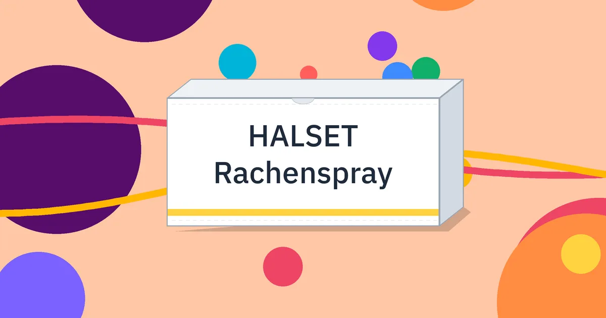 Symbolbild: Packung mit der Aufschrift HALSET Rachenspray (PZN 16616476) – Verfügbarkeit und Bezug in Apotheken in Frankfurt am Main