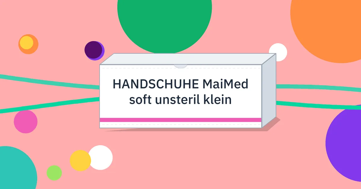 Symbolbild: Packung mit der Aufschrift HANDSCHUHE MaiMed soft unsteril klein (PZN 01578304) – Verfügbarkeit und Bezug in Apotheken in Frankfurt am Main