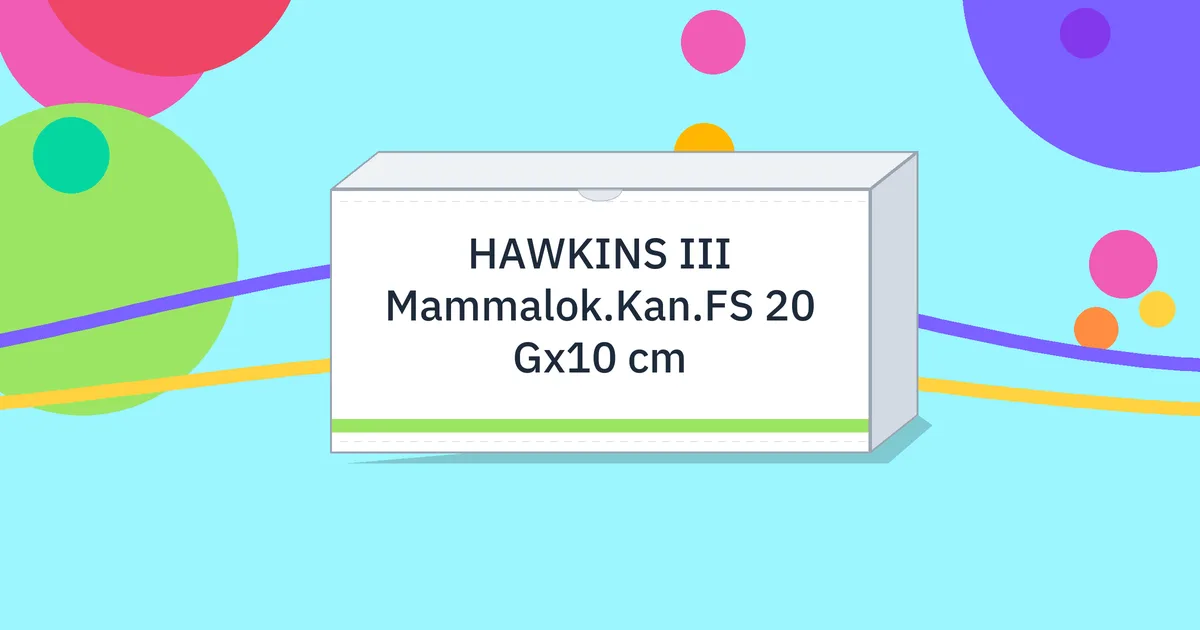 Symbolbild: Packung mit der Aufschrift HAWKINS III Mammalok.Kan.FS 20 Gx10 cm (PZN 04501957) – Verfügbarkeit und Bezug in Apotheken in Frankfurt am Main