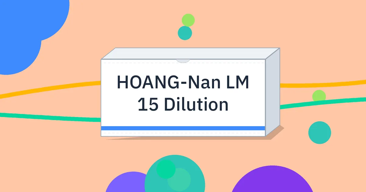 Symbolbild: Packung mit der Aufschrift HOANG-Nan LM 15 Dilution (PZN 12889326) – Verfügbarkeit und Bezug in Apotheken in Frankfurt am Main