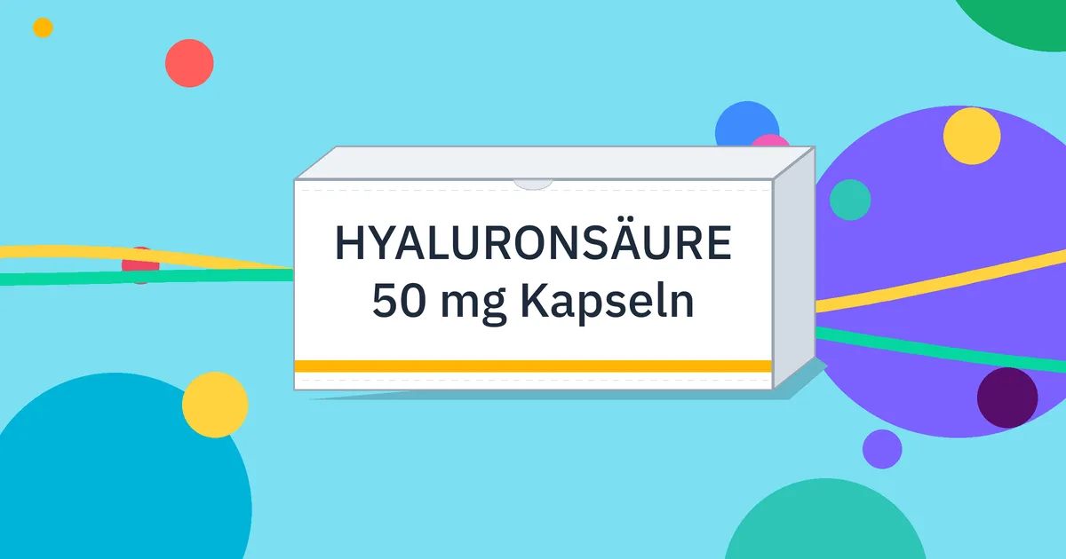 Symbolbild: Packung mit der Aufschrift HYALURONSÄURE 50 mg Kapseln (PZN 10309767) – Verfügbarkeit und Bezug in Apotheken in Frankfurt am Main