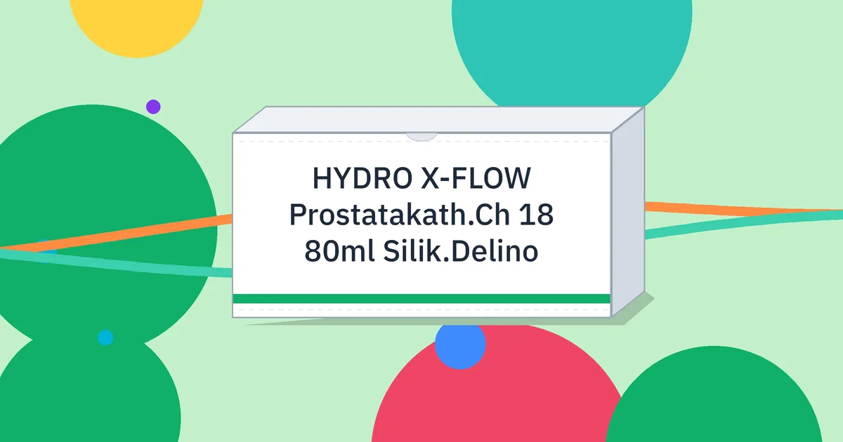 Symbolbild: Packung mit der Aufschrift HYDRO X-FLOW Prostatakath.Ch 18 80ml Silik.Delino (PZN 17508814) – Verfügbarkeit und Bezug in Apotheken in Frankfurt am Main