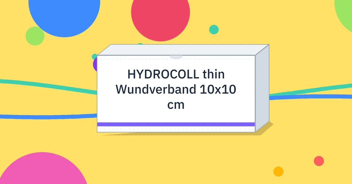 Symbolbild: Packung mit der Aufschrift HYDROCOLL thin Wundverband 10x10 cm (PZN 11382588) – Verfügbarkeit und Bezug in Apotheken in Frankfurt am Main