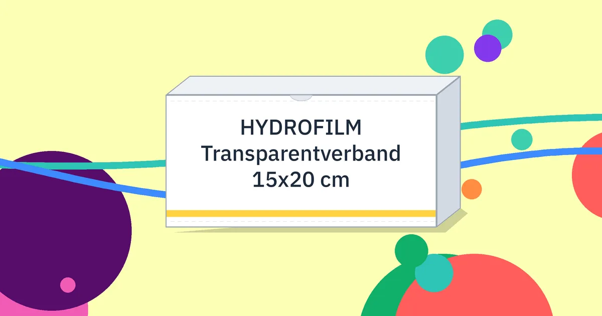 Symbolbild: Packung mit der Aufschrift HYDROFILM Transparentverband 15x20 cm (PZN 00738556) – Verfügbarkeit und Bezug in Apotheken in Frankfurt am Main