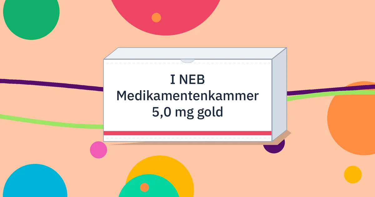 Symbolbild: Packung mit der Aufschrift I NEB Medikamentenkammer 5,0 mg gold (PZN 16509792) – Verfügbarkeit und Bezug in Apotheken in Frankfurt am Main