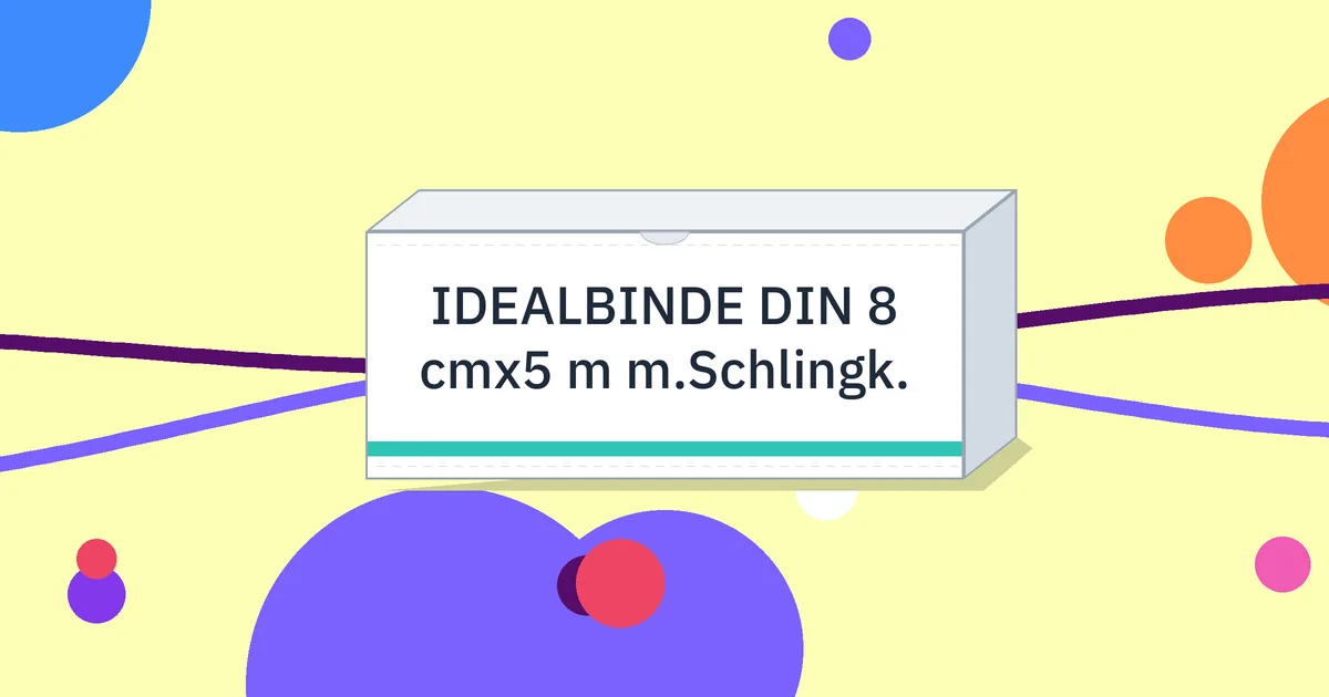 Symbolbild: Packung mit der Aufschrift IDEALBINDE DIN 8 cmx5 m m.Schlingk. (PZN 01720162) – Verfügbarkeit und Bezug in Apotheken in Frankfurt am Main