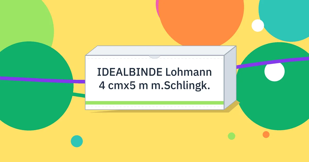 Symbolbild: Packung mit der Aufschrift IDEALBINDE Lohmann 4 cmx5 m m.Schlingk. (PZN 07132489) – Verfügbarkeit und Bezug in Apotheken in Frankfurt am Main