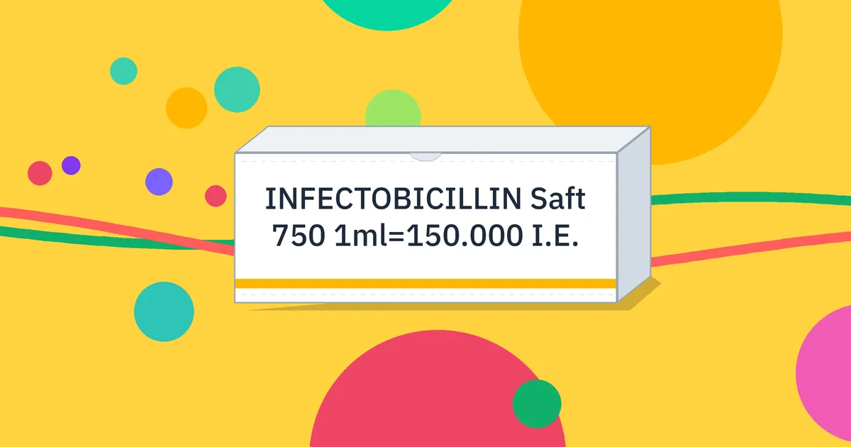 Symbolbild: Packung mit der Aufschrift INFECTOBICILLIN Saft 750 1ml=150.000 I.E. (PZN 04525308) – Verfügbarkeit und Bezug in Apotheken in Frankfurt am Main