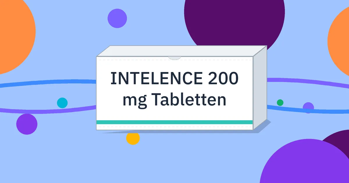 Symbolbild: Packung mit der Aufschrift INTELENCE 200 mg Tabletten (PZN 20011678) – Verfügbarkeit und Bezug in Apotheken in Frankfurt am Main