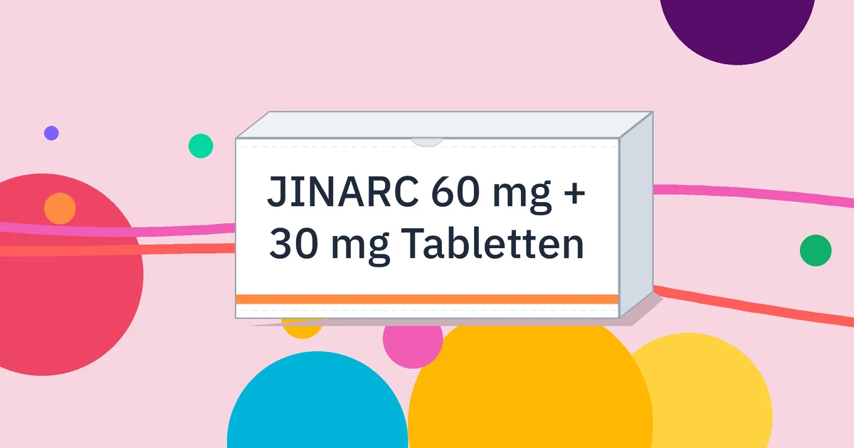 Symbolbild: Packung mit der Aufschrift JINARC 60 mg + 30 mg Tabletten (PZN 19152310) – Verfügbarkeit und Bezug in Apotheken in Frankfurt am Main