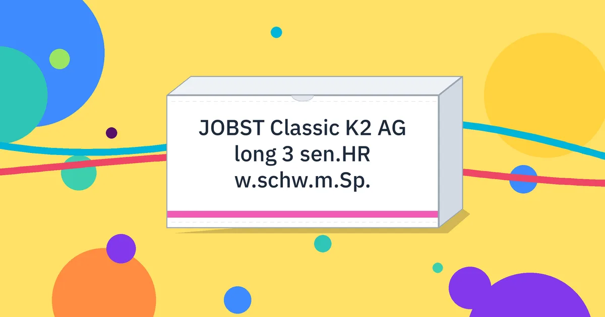 Symbolbild: Packung mit der Aufschrift JOBST Classic K2 AG long 3 sen.HR w.schw.m.Sp. (PZN 17959824) – Verfügbarkeit und Bezug in Apotheken in Frankfurt am Main