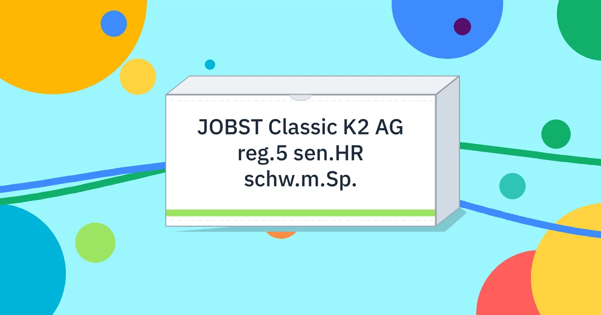 Symbolbild: Packung mit der Aufschrift JOBST Classic K2 AG reg.5 sen.HR schw.m.Sp. (PZN 17960448) – Verfügbarkeit und Bezug in Apotheken in Frankfurt am Main