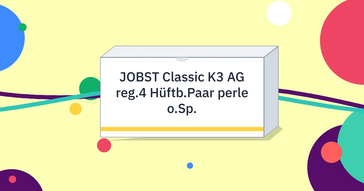 Symbolbild: Packung mit der Aufschrift JOBST Classic K3 AG reg.4 Hüftb.Paar perle o.Sp. (PZN 13076039) – Verfügbarkeit und Bezug in Apotheken in Frankfurt am Main