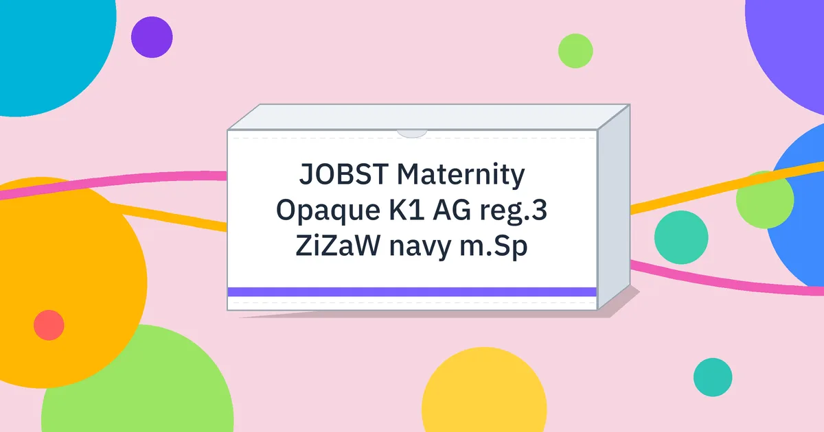 Symbolbild: Packung mit der Aufschrift JOBST Maternity Opaque K1 AG reg.3 ZiZaW navy m.Sp (PZN 15859515) – Verfügbarkeit und Bezug in Apotheken in Frankfurt am Main