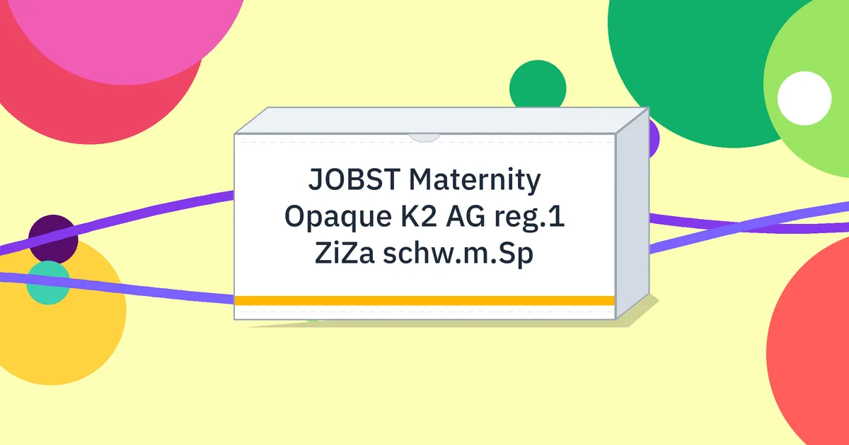 Symbolbild: Packung mit der Aufschrift JOBST Maternity Opaque K2 AG reg.1 ZiZa schw.m.Sp (PZN 15853458) – Verfügbarkeit und Bezug in Apotheken in Frankfurt am Main