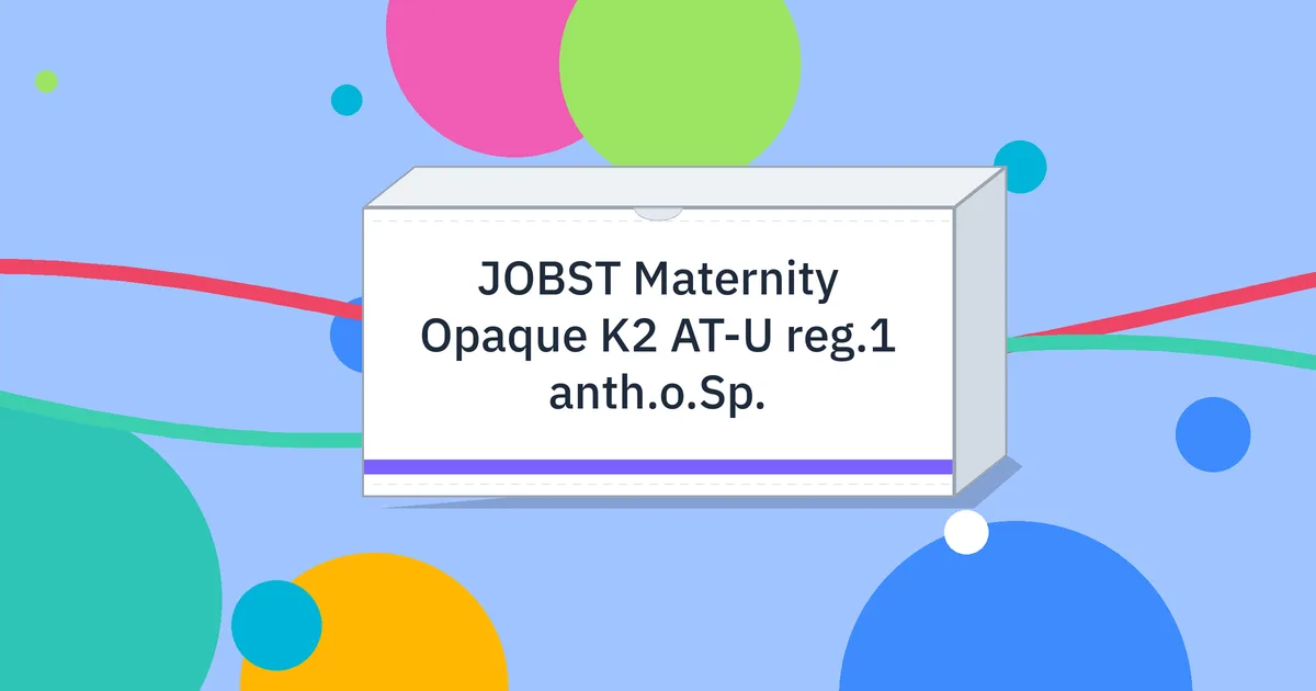 Symbolbild: Packung mit der Aufschrift JOBST Maternity Opaque K2 AT-U reg.1 anth.o.Sp. (PZN 15856327) – Verfügbarkeit und Bezug in Apotheken in Frankfurt am Main