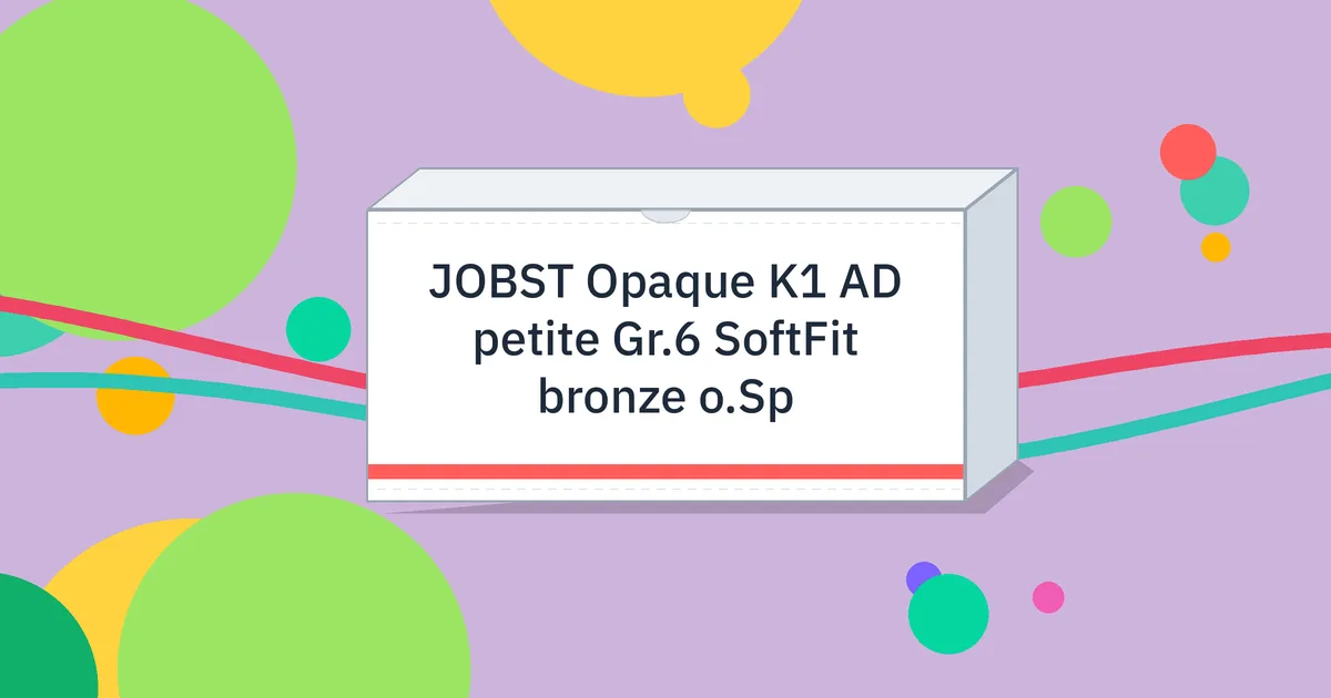 Symbolbild: Packung mit der Aufschrift JOBST Opaque K1 AD petite Gr.6 SoftFit bronze o.Sp (PZN 13080408) – Verfügbarkeit und Bezug in Apotheken in Frankfurt am Main