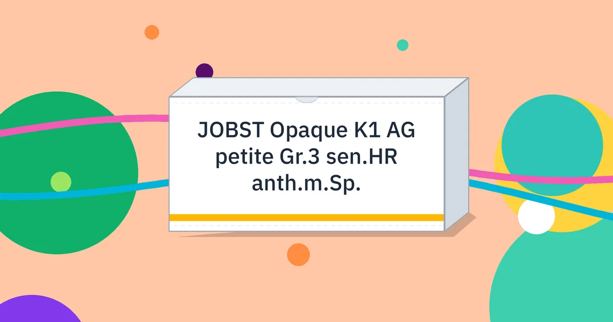 Symbolbild: Packung mit der Aufschrift JOBST Opaque K1 AG petite Gr.3 sen.HR anth.m.Sp. (PZN 16268437) – Verfügbarkeit und Bezug in Apotheken in Frankfurt am Main