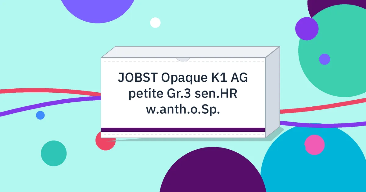 Symbolbild: Packung mit der Aufschrift JOBST Opaque K1 AG petite Gr.3 sen.HR w.anth.o.Sp. (PZN 16268489) – Verfügbarkeit und Bezug in Apotheken in Frankfurt am Main