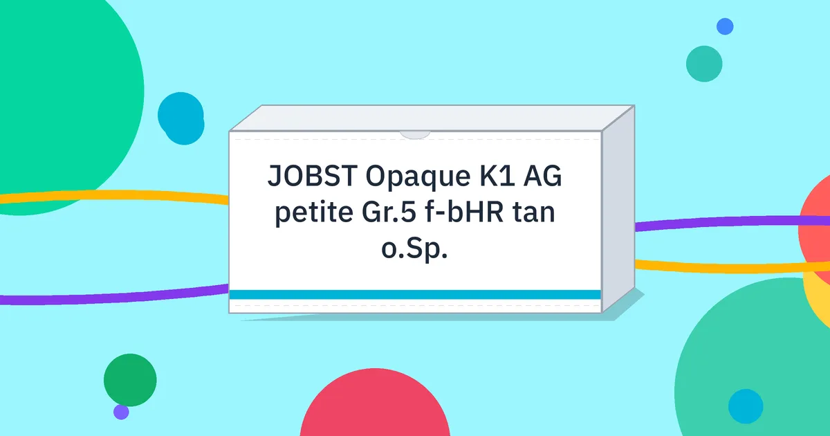 Symbolbild: Packung mit der Aufschrift JOBST Opaque K1 AG petite Gr.5 f-bHR tan o.Sp. (PZN 16269589) – Verfügbarkeit und Bezug in Apotheken in Frankfurt am Main