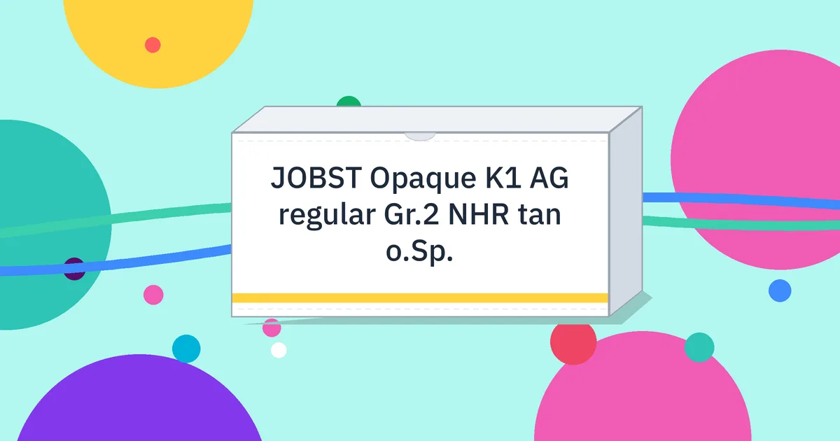 Symbolbild: Packung mit der Aufschrift JOBST Opaque K1 AG regular Gr.2 NHR tan o.Sp. (PZN 16266125) – Verfügbarkeit und Bezug in Apotheken in Frankfurt am Main