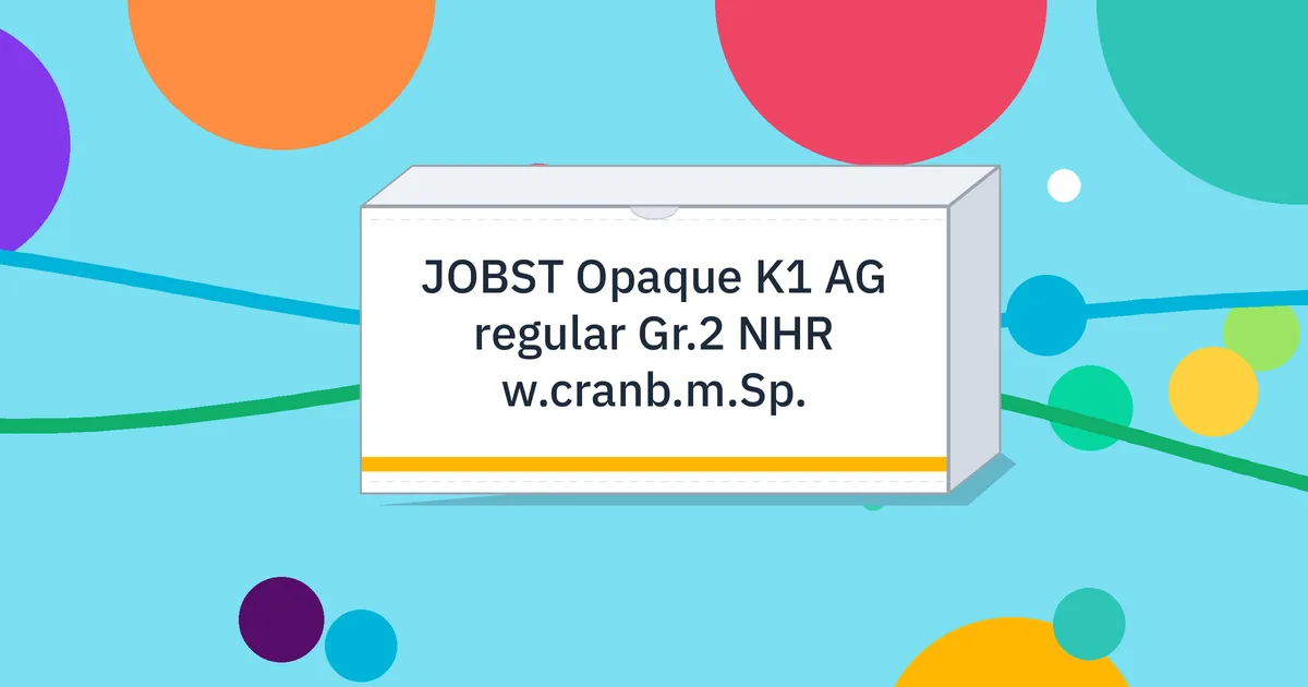 Symbolbild: Packung mit der Aufschrift JOBST Opaque K1 AG regular Gr.2 NHR w.cranb.m.Sp. (PZN 13091926) – Verfügbarkeit und Bezug in Apotheken in Frankfurt am Main