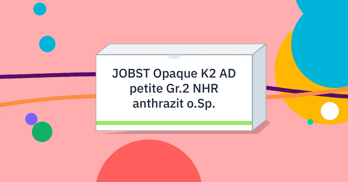 Symbolbild: Packung mit der Aufschrift JOBST Opaque K2 AD petite Gr.2 NHR anthrazit o.Sp. (PZN 16279435) – Verfügbarkeit und Bezug in Apotheken in Frankfurt am Main