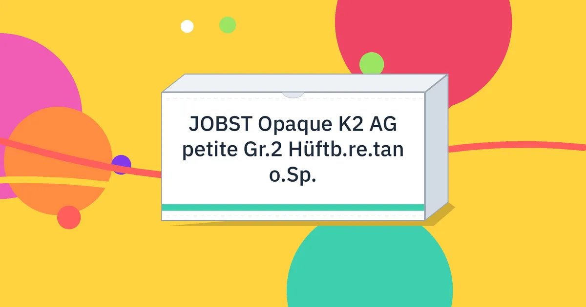 Symbolbild: Packung mit der Aufschrift JOBST Opaque K2 AG petite Gr.2 Hüftb.re.tan o.Sp. (PZN 16288138) – Verfügbarkeit und Bezug in Apotheken in Frankfurt am Main