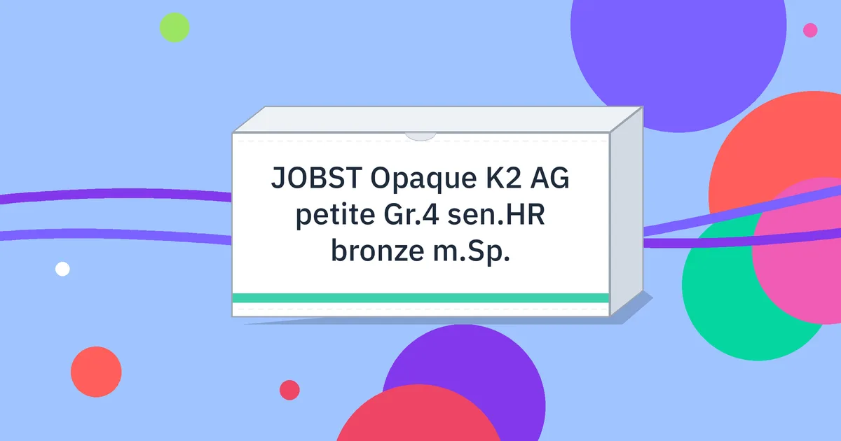 Symbolbild: Packung mit der Aufschrift JOBST Opaque K2 AG petite Gr.4 sen.HR bronze m.Sp. (PZN 13112829) – Verfügbarkeit und Bezug in Apotheken in Frankfurt am Main