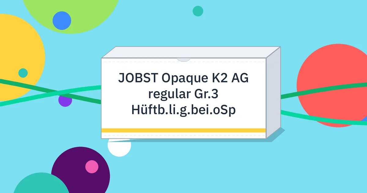 Symbolbild: Packung mit der Aufschrift JOBST Opaque K2 AG regular Gr.3 Hüftb.li.g.bei.oSp (PZN 16286731) – Verfügbarkeit und Bezug in Apotheken in Frankfurt am Main
