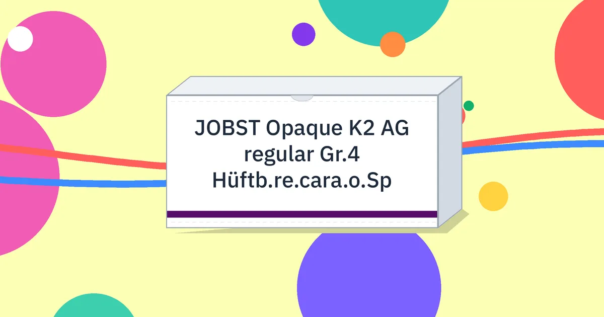 Symbolbild: Packung mit der Aufschrift JOBST Opaque K2 AG regular Gr.4 Hüftb.re.cara.o.Sp (PZN 13117548) – Verfügbarkeit und Bezug in Apotheken in Frankfurt am Main