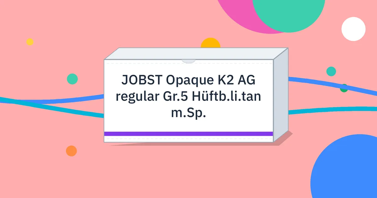 Symbolbild: Packung mit der Aufschrift JOBST Opaque K2 AG regular Gr.5 Hüftb.li.tan m.Sp. (PZN 16287185) – Verfügbarkeit und Bezug in Apotheken in Frankfurt am Main