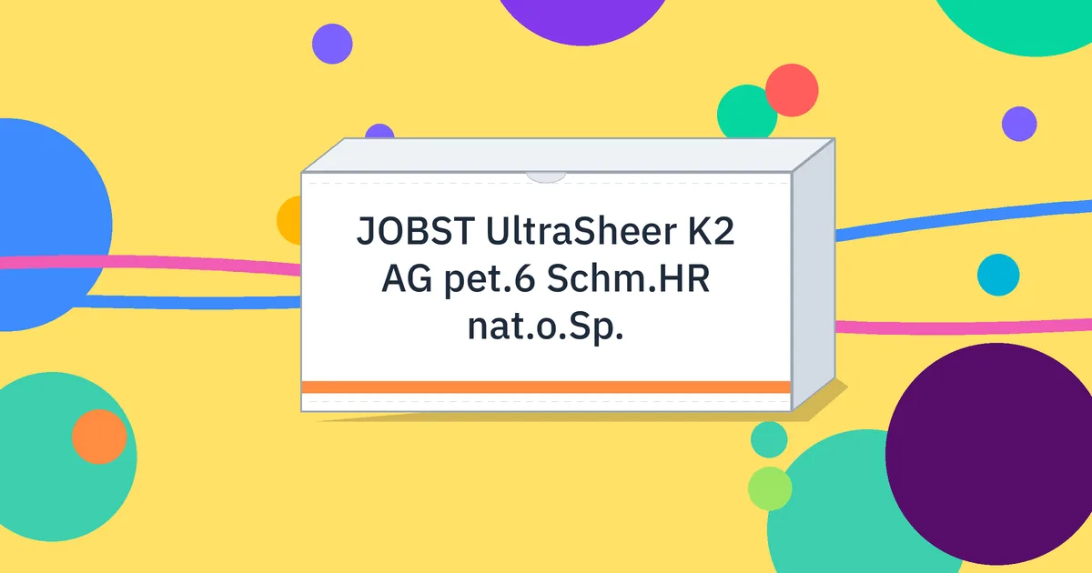 Symbolbild: Packung mit der Aufschrift JOBST UltraSheer K2 AG pet.6 Schm.HR nat.o.Sp. (PZN 11264185) – Verfügbarkeit und Bezug in Apotheken in Frankfurt am Main
