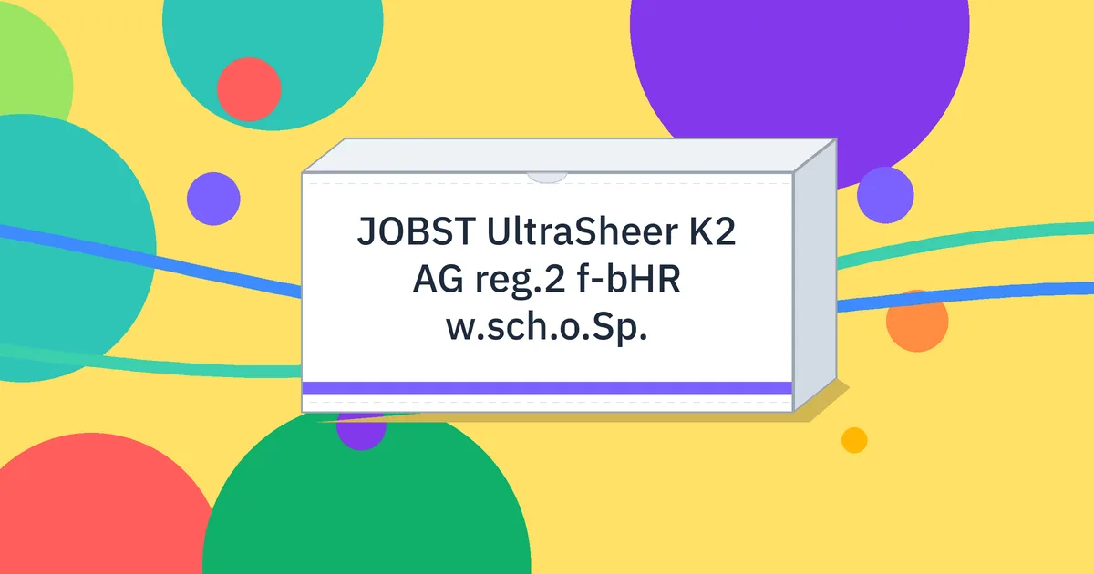 Symbolbild: Packung mit der Aufschrift JOBST UltraSheer K2 AG reg.2 f-bHR w.sch.o.Sp. (PZN 11261784) – Verfügbarkeit und Bezug in Apotheken in Frankfurt am Main