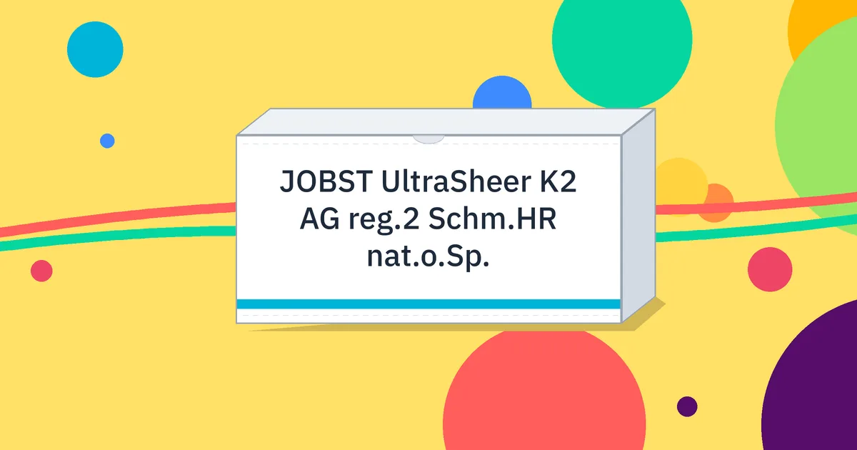 Symbolbild: Packung mit der Aufschrift JOBST UltraSheer K2 AG reg.2 Schm.HR nat.o.Sp. (PZN 11260997) – Verfügbarkeit und Bezug in Apotheken in Frankfurt am Main