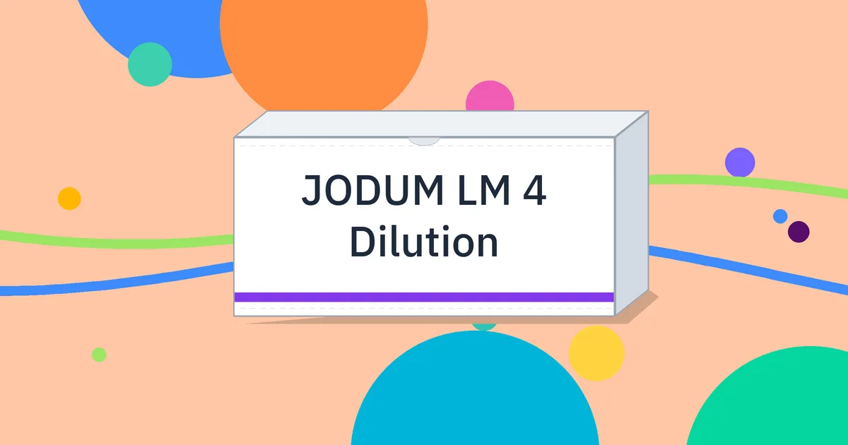 Symbolbild: Packung mit der Aufschrift JODUM LM 4 Dilution (PZN 12915615) – Verfügbarkeit und Bezug in Apotheken in Frankfurt am Main