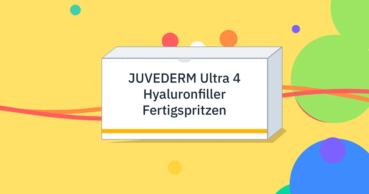 Symbolbild: Packung mit der Aufschrift JUVEDERM Ultra 4 Hyaluronfiller Fertigspritzen (PZN 18354715) – Verfügbarkeit und Bezug in Apotheken in Frankfurt am Main