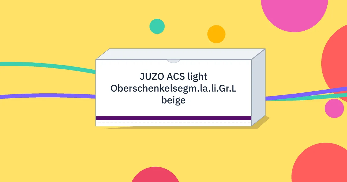 Symbolbild: Packung mit der Aufschrift JUZO ACS light Oberschenkelsegm.la.li.Gr.L beige (PZN 13885709) – Verfügbarkeit und Bezug in Apotheken in Frankfurt am Main