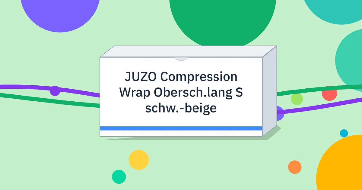 Symbolbild: Packung mit der Aufschrift JUZO Compression Wrap Obersch.lang S schw.-beige (PZN 16143569) – Verfügbarkeit und Bezug in Apotheken in Frankfurt am Main