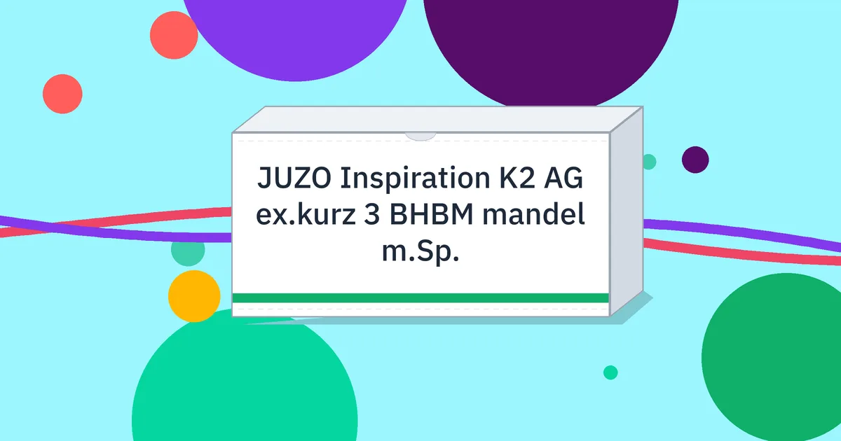 Symbolbild: Packung mit der Aufschrift JUZO Inspiration K2 AG ex.kurz 3 BHBM mandel m.Sp. (PZN 14876256) – Verfügbarkeit und Bezug in Apotheken in Frankfurt am Main