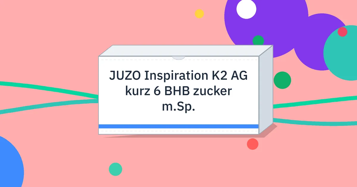 Symbolbild: Packung mit der Aufschrift JUZO Inspiration K2 AG kurz 6 BHB zucker m.Sp. (PZN 14833904) – Verfügbarkeit und Bezug in Apotheken in Frankfurt am Main