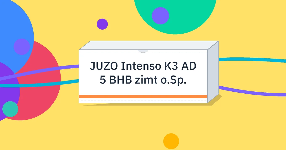 Symbolbild: Packung mit der Aufschrift JUZO Intenso K3 AD 5 BHB zimt o.Sp. (PZN 18644956) – Verfügbarkeit und Bezug in Apotheken in Frankfurt am Main