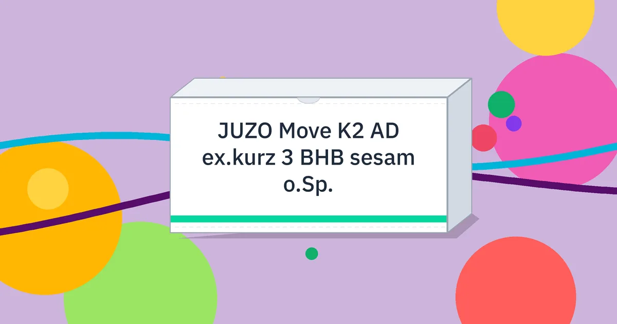 Symbolbild: Packung mit der Aufschrift JUZO Move K2 AD ex.kurz 3 BHB sesam o.Sp. (PZN 18510977) – Verfügbarkeit und Bezug in Apotheken in Frankfurt am Main
