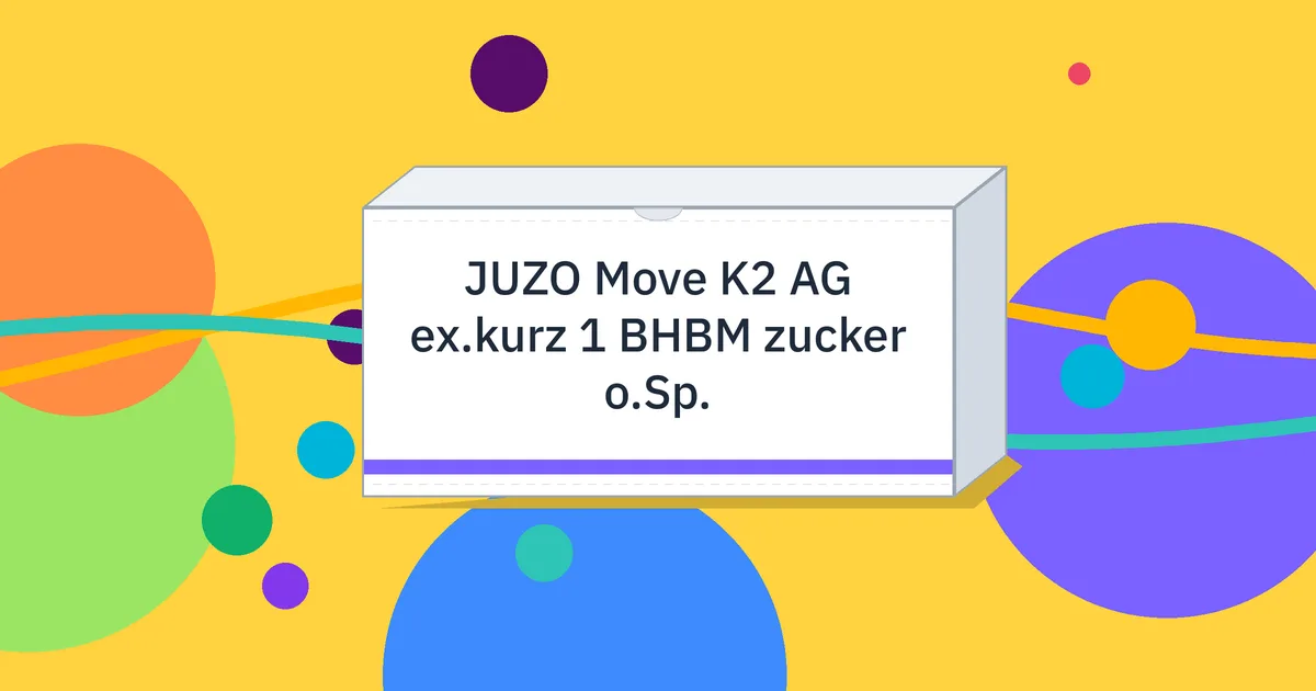 Symbolbild: Packung mit der Aufschrift JUZO Move K2 AG ex.kurz 1 BHBM zucker o.Sp. (PZN 18534392) – Verfügbarkeit und Bezug in Apotheken in Frankfurt am Main